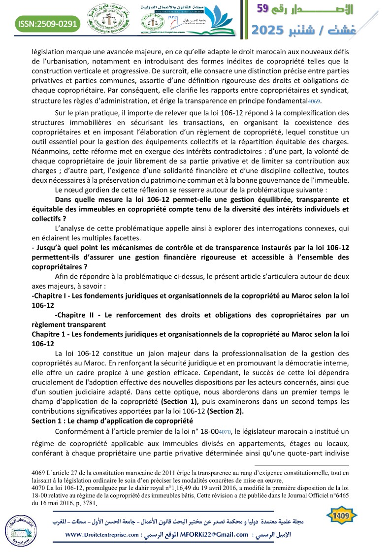 Le droit de la copropriété au Maroc : Entre renforcement de la ...