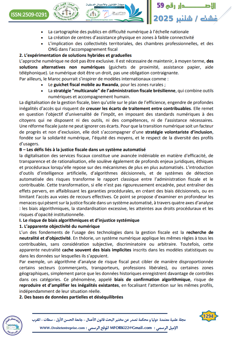 La digitalisation de la gestion fiscale au Maroc : avancées, limites et ...