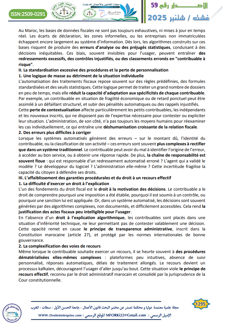La digitalisation de la gestion fiscale au Maroc : avancées, limites et ...