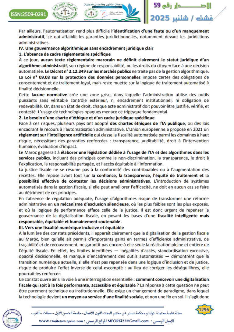 La digitalisation de la gestion fiscale au Maroc : avancées, limites et ...