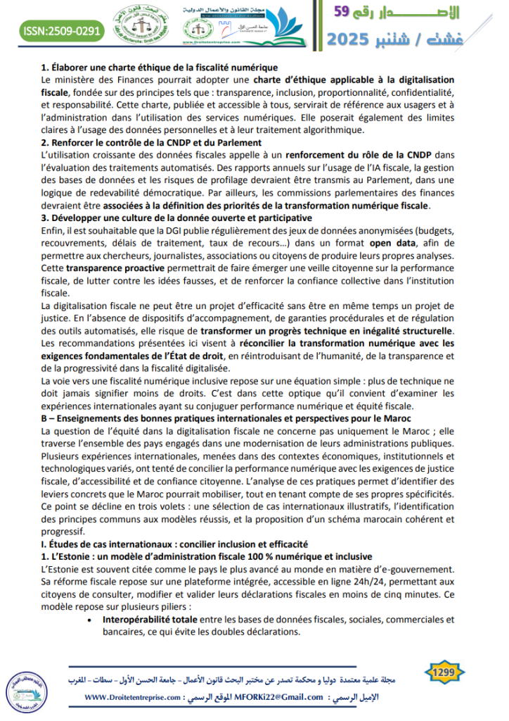 La digitalisation de la gestion fiscale au Maroc : avancées, limites et ...